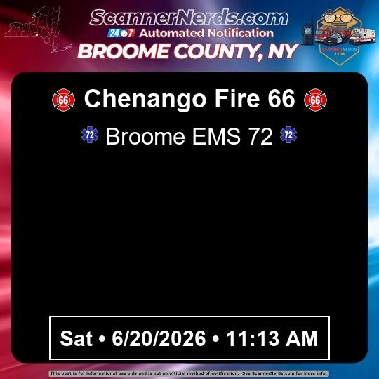 🚒 Chenango Fire 66 📅 06/20/2026 ⏰ 11:13 🚨 – ScannerNerds.com